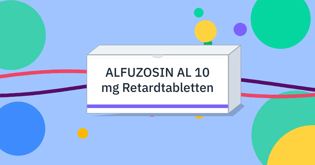 Symbolbild: Packung mit der Aufschrift ALFUZOSIN AL 10 mg Retardtabletten (PZN 04890686) – Verfügbarkeit und Bezug in Apotheken in Frankfurt am Main