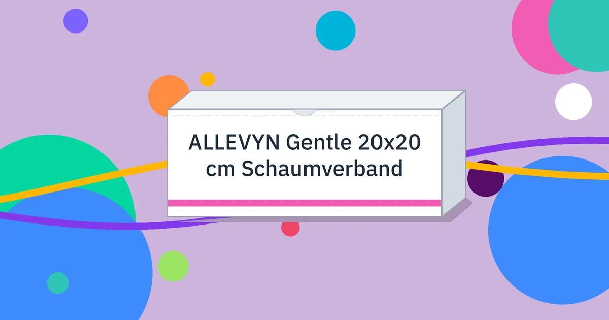 Symbolbild: Packung mit der Aufschrift ALLEVYN Gentle 20x20 cm Schaumverband (PZN 16026792) – Verfügbarkeit und Bezug in Apotheken in Frankfurt am Main