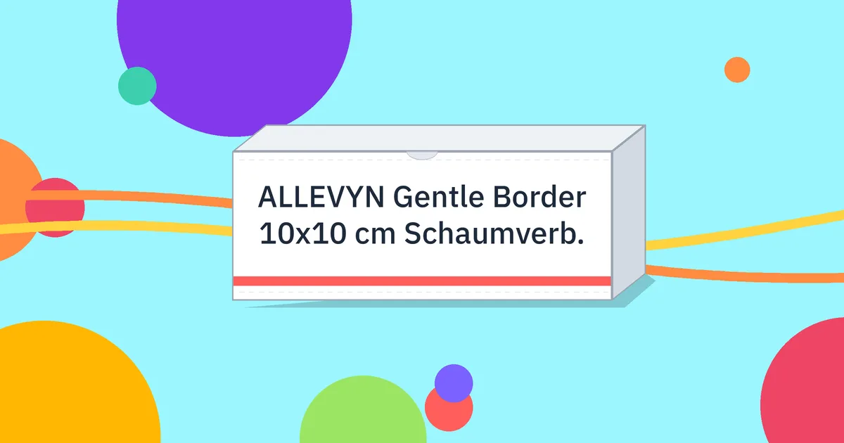Symbolbild: Packung mit der Aufschrift ALLEVYN Gentle Border 10x10 cm Schaumverb. (PZN 17830823) – Verfügbarkeit und Bezug in Apotheken in Frankfurt am Main