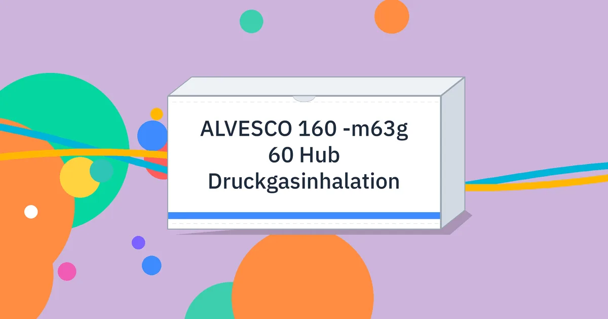 Symbolbild: Packung mit der Aufschrift ALVESCO 160 -m63g 60 Hub Druckgasinhalation (PZN 18243720) – Verfügbarkeit und Bezug in Apotheken in Frankfurt am Main