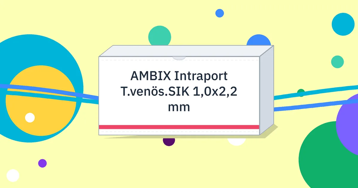 Symbolbild: Packung mit der Aufschrift AMBIX Intraport T.venös.SIK 1,0x2,2 mm (PZN 06439866) – Verfügbarkeit und Bezug in Apotheken in Frankfurt am Main