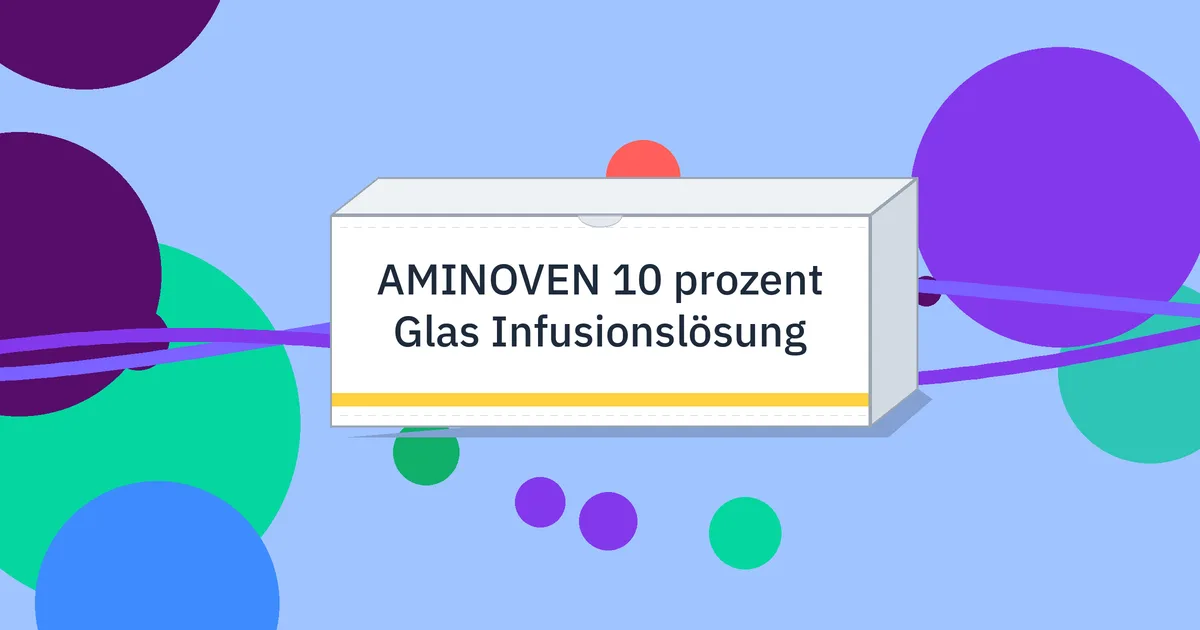 Symbolbild: Packung mit der Aufschrift AMINOVEN 10 prozent Glas Infusionslösung (PZN 01214335) – Verfügbarkeit und Bezug in Apotheken in Frankfurt am Main