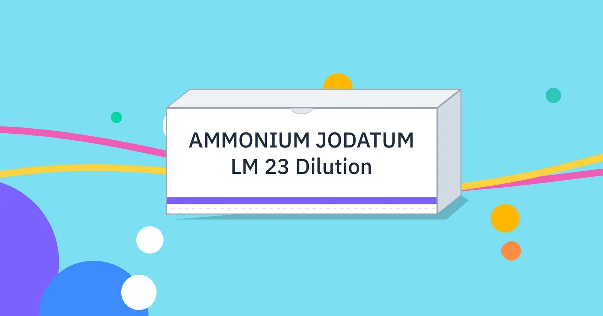 Symbolbild: Packung mit der Aufschrift AMMONIUM JODATUM LM 23 Dilution (PZN 13321467) – Verfügbarkeit und Bezug in Apotheken in Frankfurt am Main
