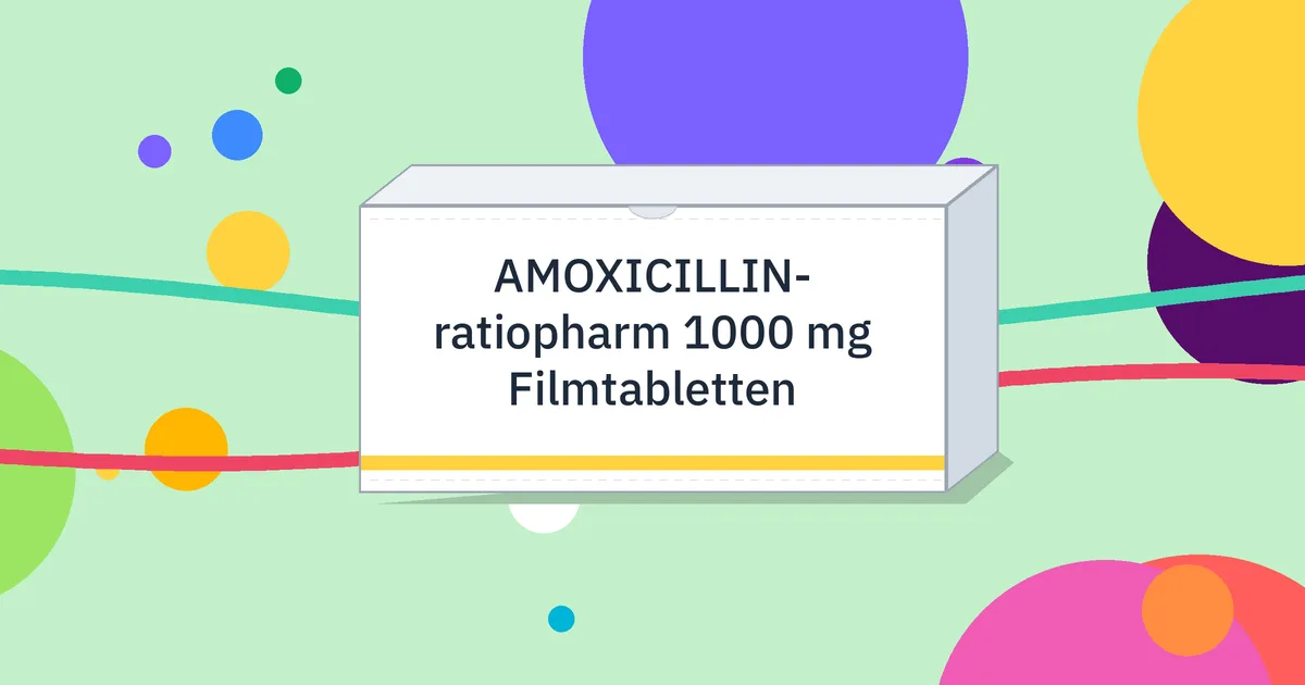 Symbolbild: Packung mit der Aufschrift AMOXICILLIN-ratiopharm 1000 mg Filmtabletten (PZN 00427715) – Verfügbarkeit und Bezug in Apotheken in Frankfurt am Main