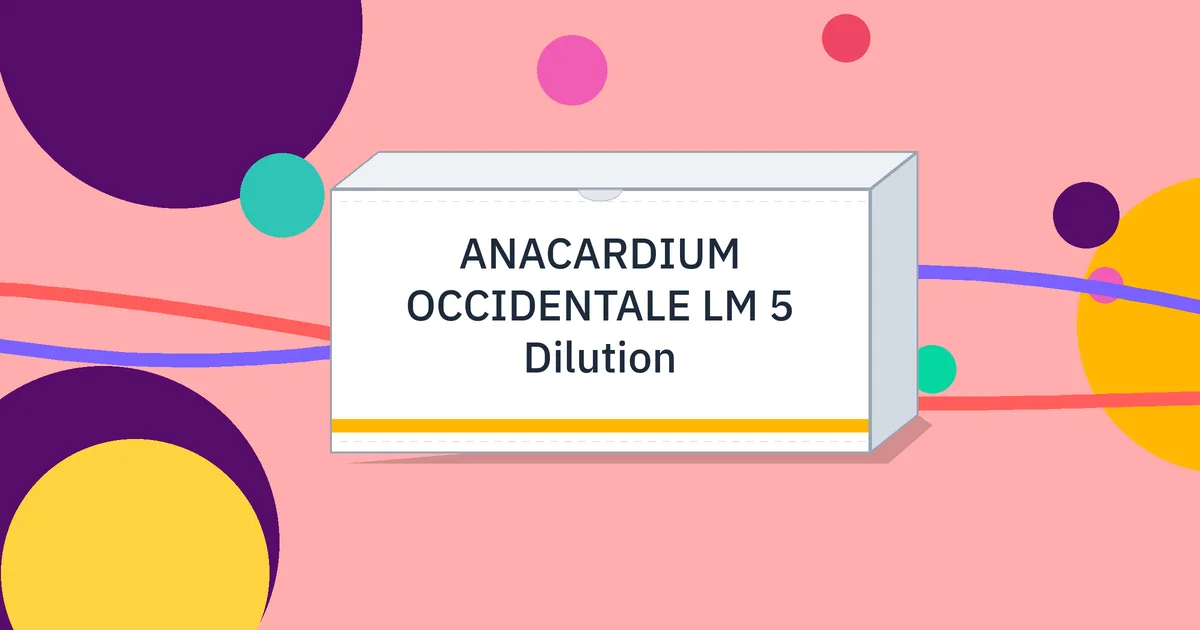 Symbolbild: Packung mit der Aufschrift ANACARDIUM OCCIDENTALE LM 5 Dilution (PZN 13327352) – Verfügbarkeit und Bezug in Apotheken in Frankfurt am Main