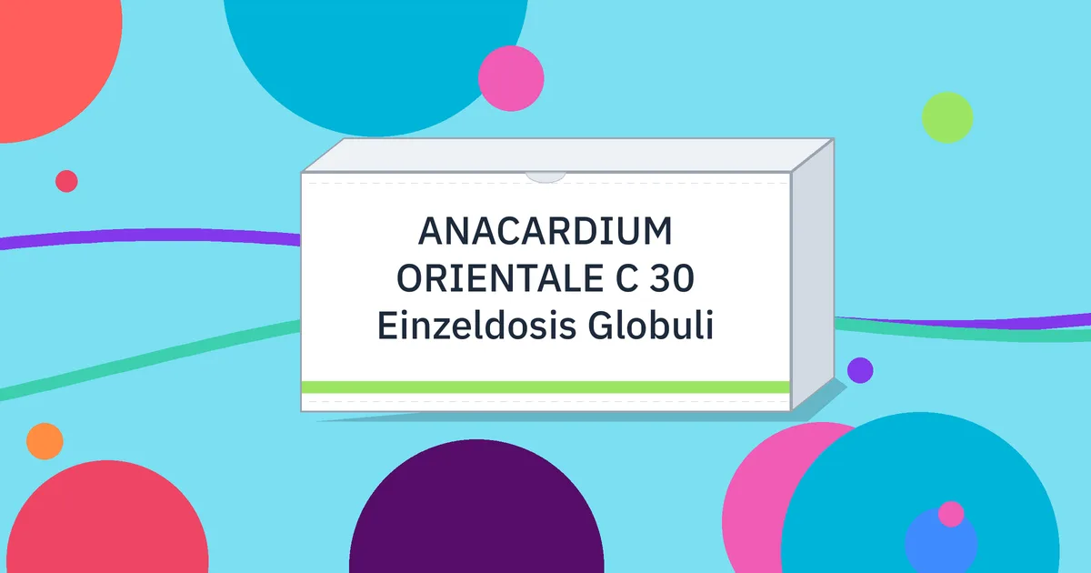 Symbolbild: Packung mit der Aufschrift ANACARDIUM ORIENTALE C 30 Einzeldosis Globuli (PZN 01576009) – Verfügbarkeit und Bezug in Apotheken in Frankfurt am Main