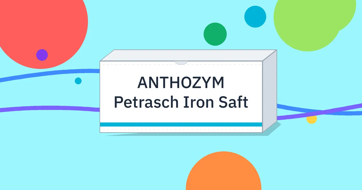 Symbolbild: Packung mit der Aufschrift ANTHOZYM Petrasch Iron Saft (PZN 20808974) – Verfügbarkeit und Bezug in Apotheken in Frankfurt am Main