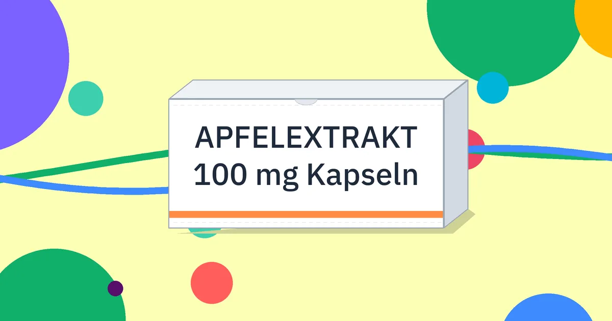Symbolbild: Packung mit der Aufschrift APFELEXTRAKT 100 mg Kapseln (PZN 03174574) – Verfügbarkeit und Bezug in Apotheken in Frankfurt am Main