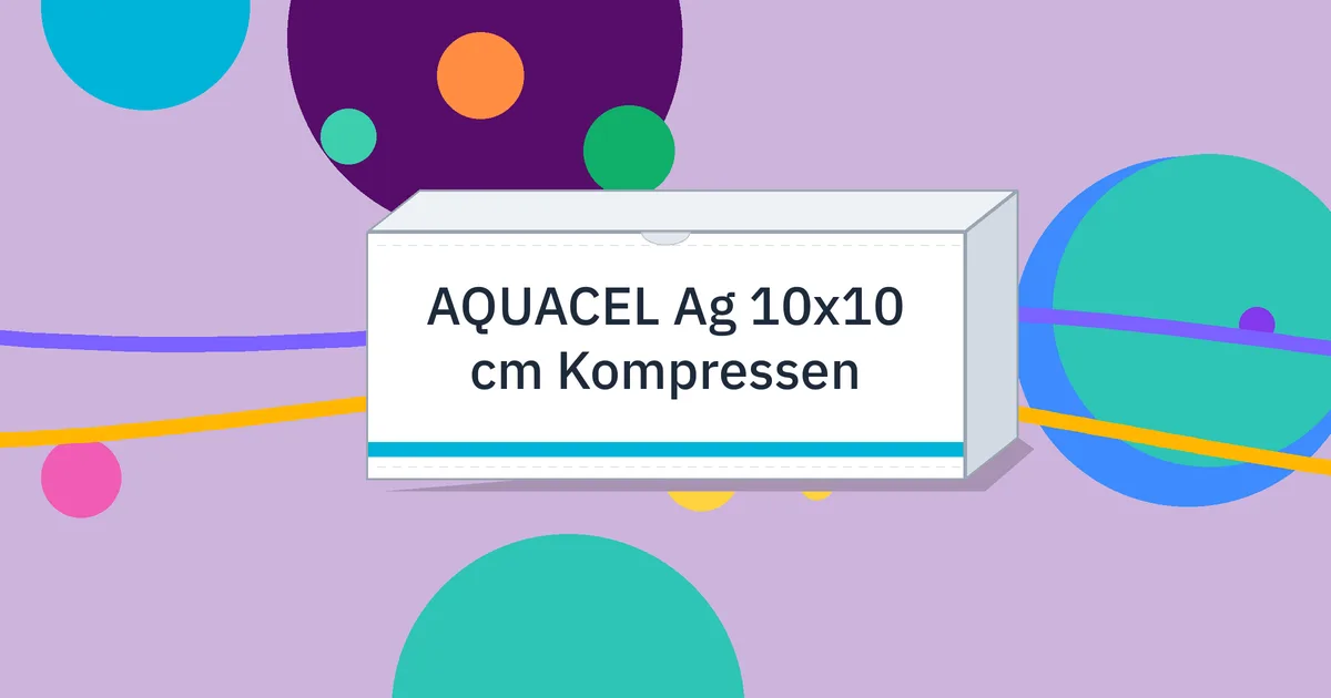 Symbolbild: Packung mit der Aufschrift AQUACEL Ag 10x10 cm Kompressen (PZN 17615527) – Verfügbarkeit und Bezug in Apotheken in Frankfurt am Main