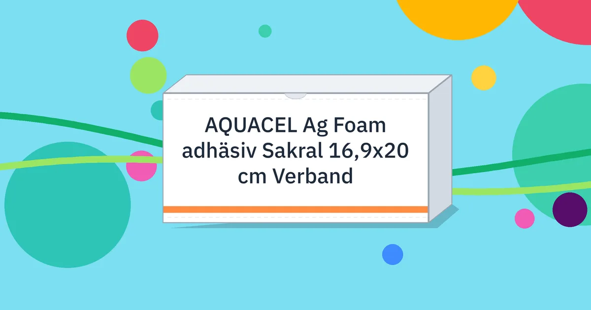 Symbolbild: Packung mit der Aufschrift AQUACEL Ag Foam adhäsiv Sakral 16,9x20 cm Verband (PZN 12642034) – Verfügbarkeit und Bezug in Apotheken in Frankfurt am Main