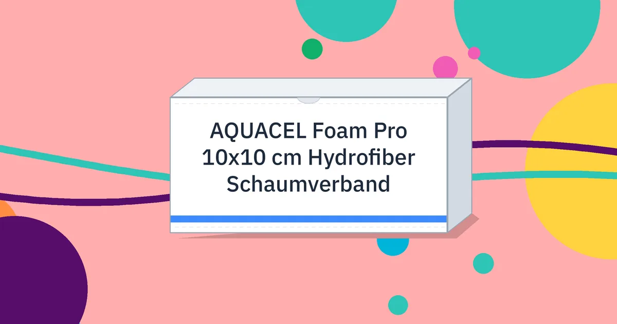 Symbolbild: Packung mit der Aufschrift AQUACEL Foam Pro 10x10 cm Hydrofiber Schaumverband (PZN 17934037) – Verfügbarkeit und Bezug in Apotheken in Frankfurt am Main