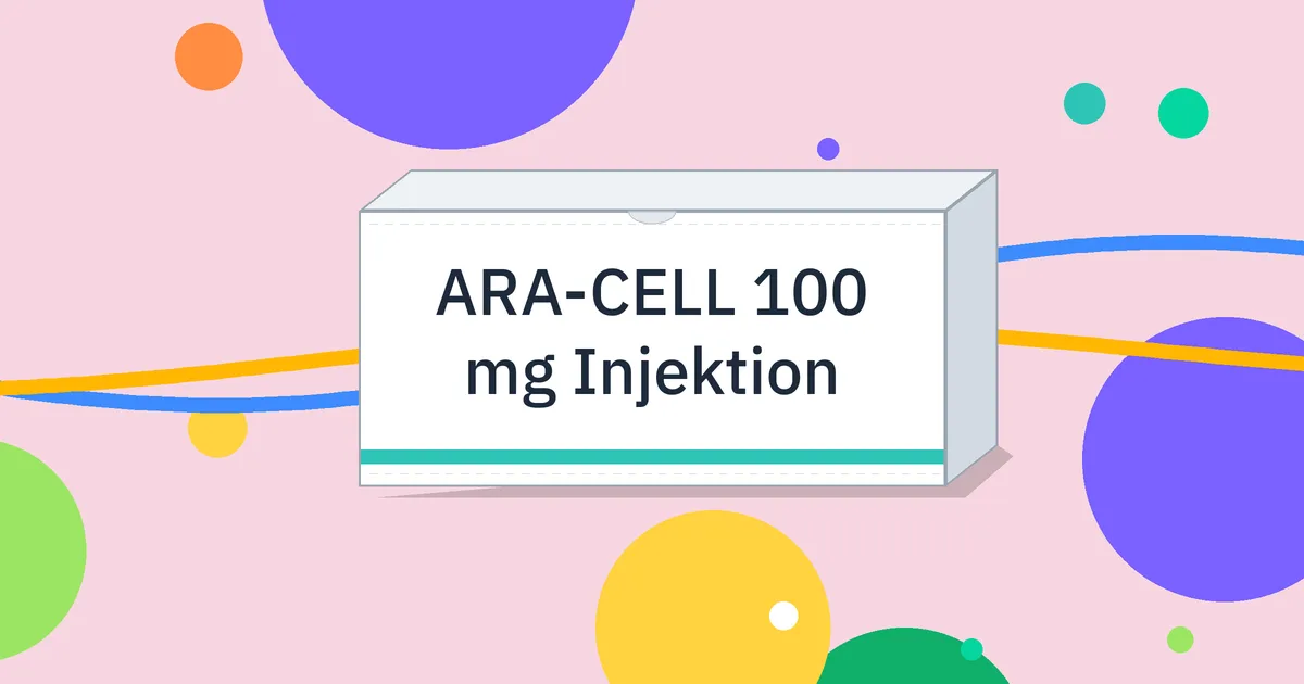 Symbolbild: Packung mit der Aufschrift ARA-CELL 100 mg Injektion (PZN 06983038) – Verfügbarkeit und Bezug in Apotheken in Frankfurt am Main