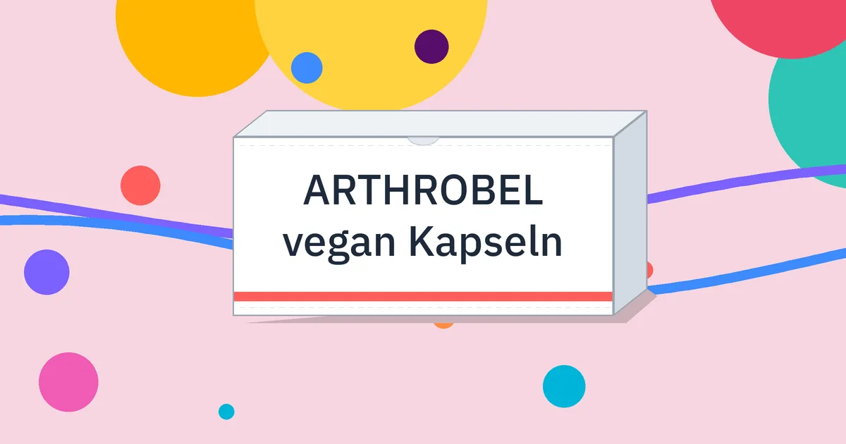 Symbolbild: Packung mit der Aufschrift ARTHROBEL vegan Kapseln (PZN 15780417) – Verfügbarkeit und Bezug in Apotheken in Frankfurt am Main