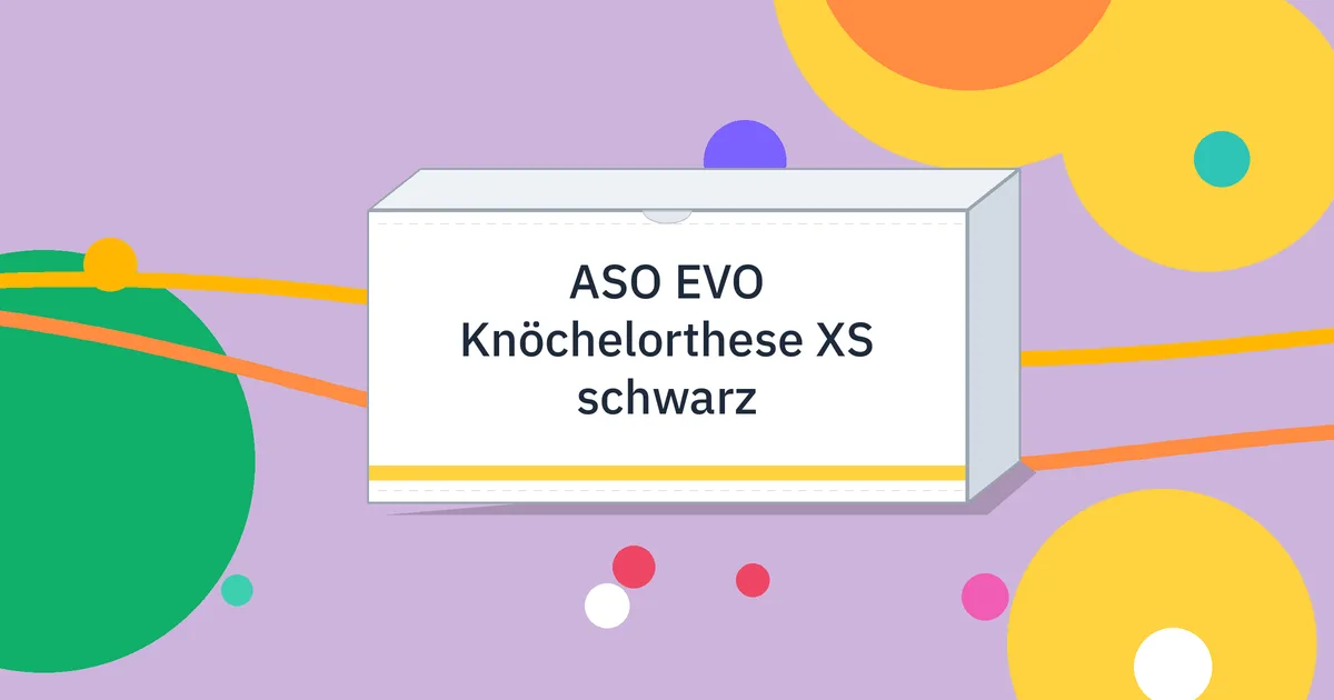 Symbolbild: Packung mit der Aufschrift ASO EVO Knöchelorthese XS schwarz (PZN 06432137) – Verfügbarkeit und Bezug in Apotheken in Frankfurt am Main