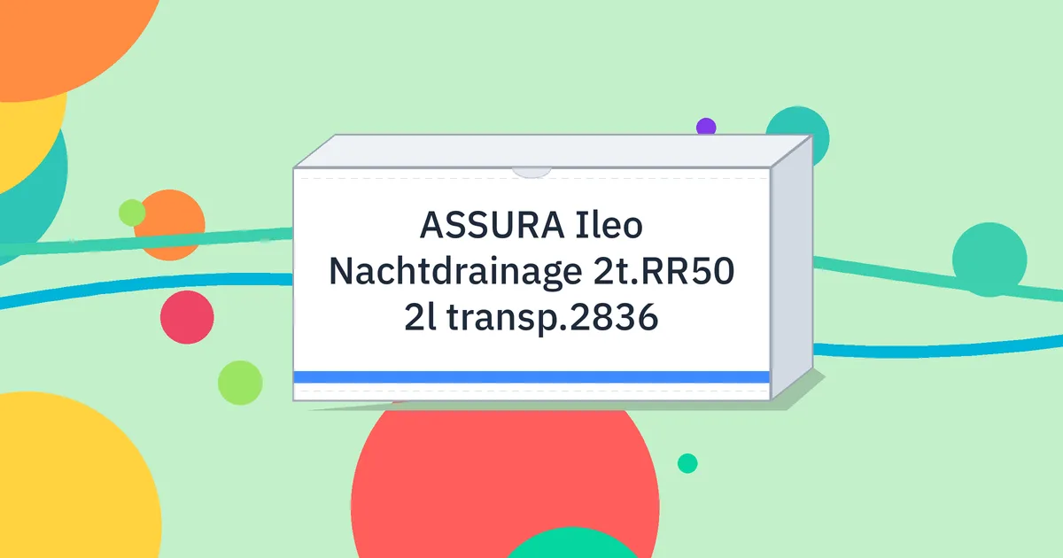 Symbolbild: Packung mit der Aufschrift ASSURA Ileo Nachtdrainage 2t.RR50 2l transp.2836 (PZN 00742262) – Verfügbarkeit und Bezug in Apotheken in Frankfurt am Main