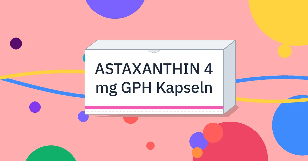Symbolbild: Packung mit der Aufschrift ASTAXANTHIN 4 mg GPH Kapseln (PZN 04699333) – Verfügbarkeit und Bezug in Apotheken in Frankfurt am Main