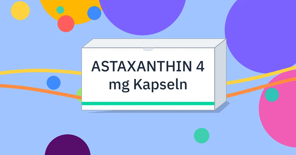 Symbolbild: Packung mit der Aufschrift ASTAXANTHIN 4 mg Kapseln (PZN 15736698) – Verfügbarkeit und Bezug in Apotheken in Frankfurt am Main