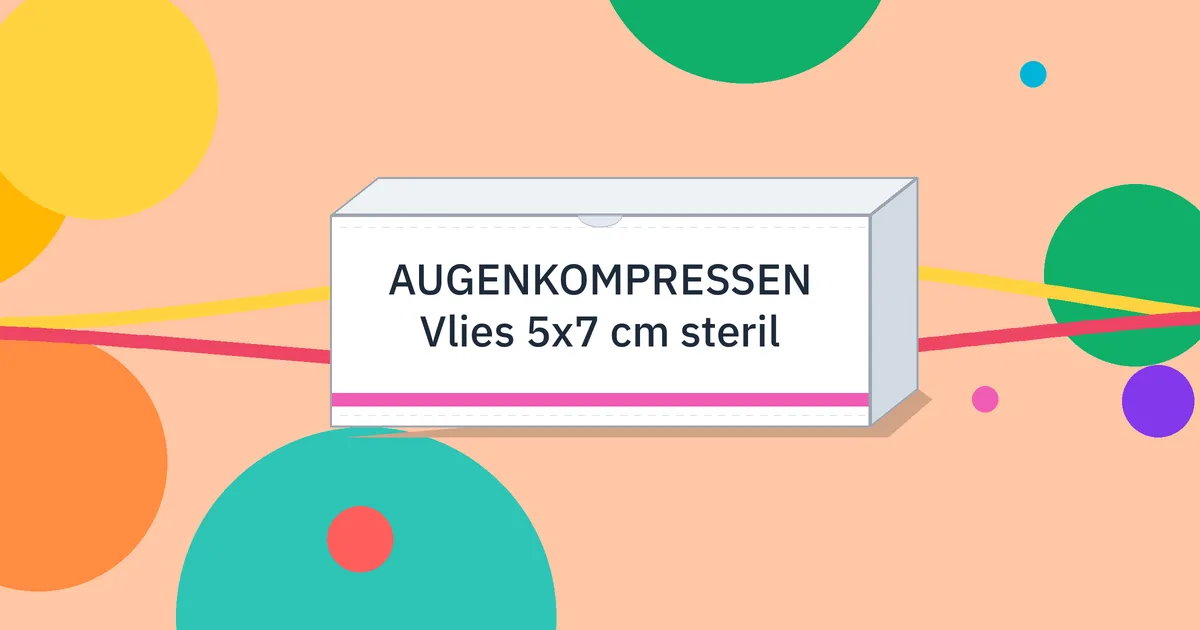 Symbolbild: Packung mit der Aufschrift AUGENKOMPRESSEN Vlies 5x7 cm steril (PZN 02214107) – Verfügbarkeit und Bezug in Apotheken in Frankfurt am Main