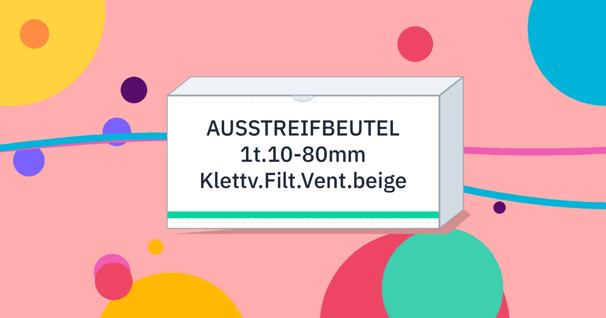 Symbolbild: Packung mit der Aufschrift AUSSTREIFBEUTEL 1t.10-80mm Klettv.Filt.Vent.beige (PZN 10045995) – Verfügbarkeit und Bezug in Apotheken in Frankfurt am Main
