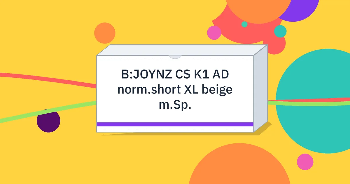 Symbolbild: Packung mit der Aufschrift B:JOYNZ CS K1 AD norm.short XL beige m.Sp. (PZN 20527844) – Verfügbarkeit und Bezug in Apotheken in Frankfurt am Main