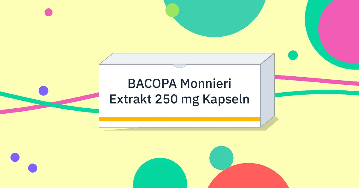 Symbolbild: Packung mit der Aufschrift BACOPA Monnieri Extrakt 250 mg Kapseln (PZN 20013708) – Verfügbarkeit und Bezug in Apotheken in Frankfurt am Main