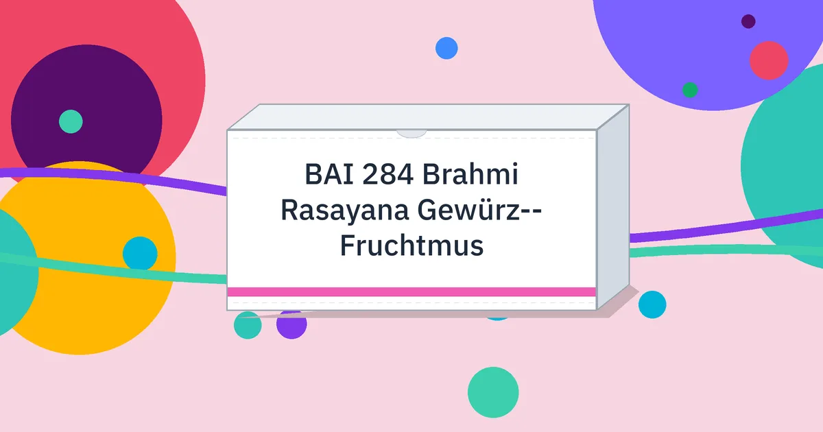 Symbolbild: Packung mit der Aufschrift BAI 284 Brahmi Rasayana Gewürz--Fruchtmus (PZN 00150426) – Verfügbarkeit und Bezug in Apotheken in Frankfurt am Main