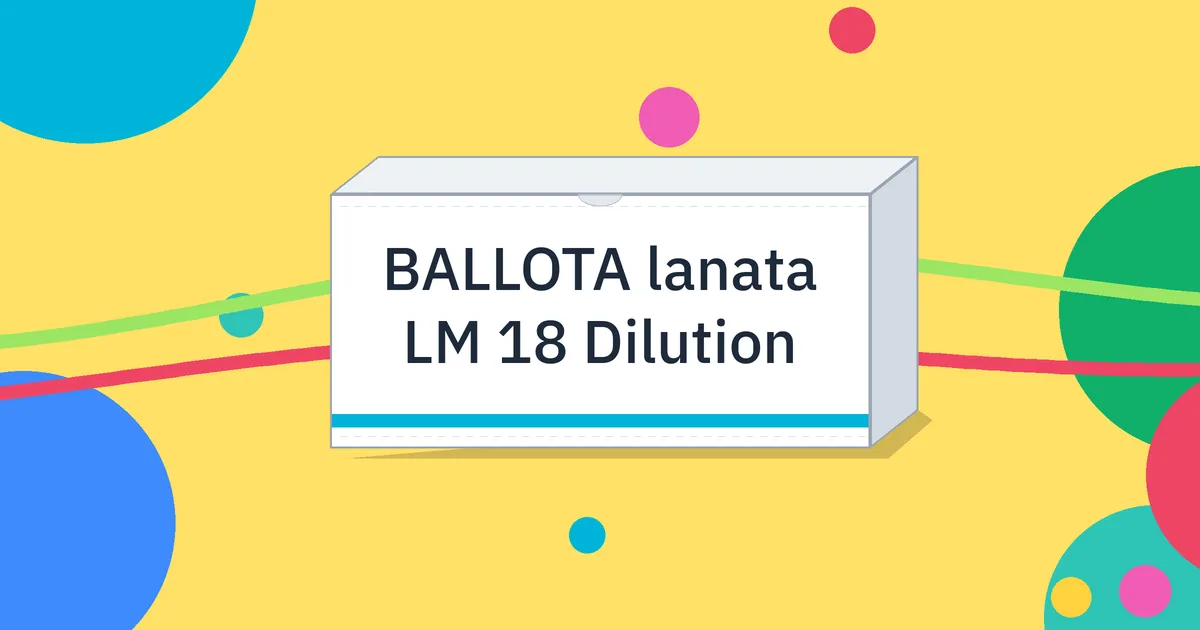 Symbolbild: Packung mit der Aufschrift BALLOTA lanata LM 18 Dilution (PZN 13374110) – Verfügbarkeit und Bezug in Apotheken in Frankfurt am Main
