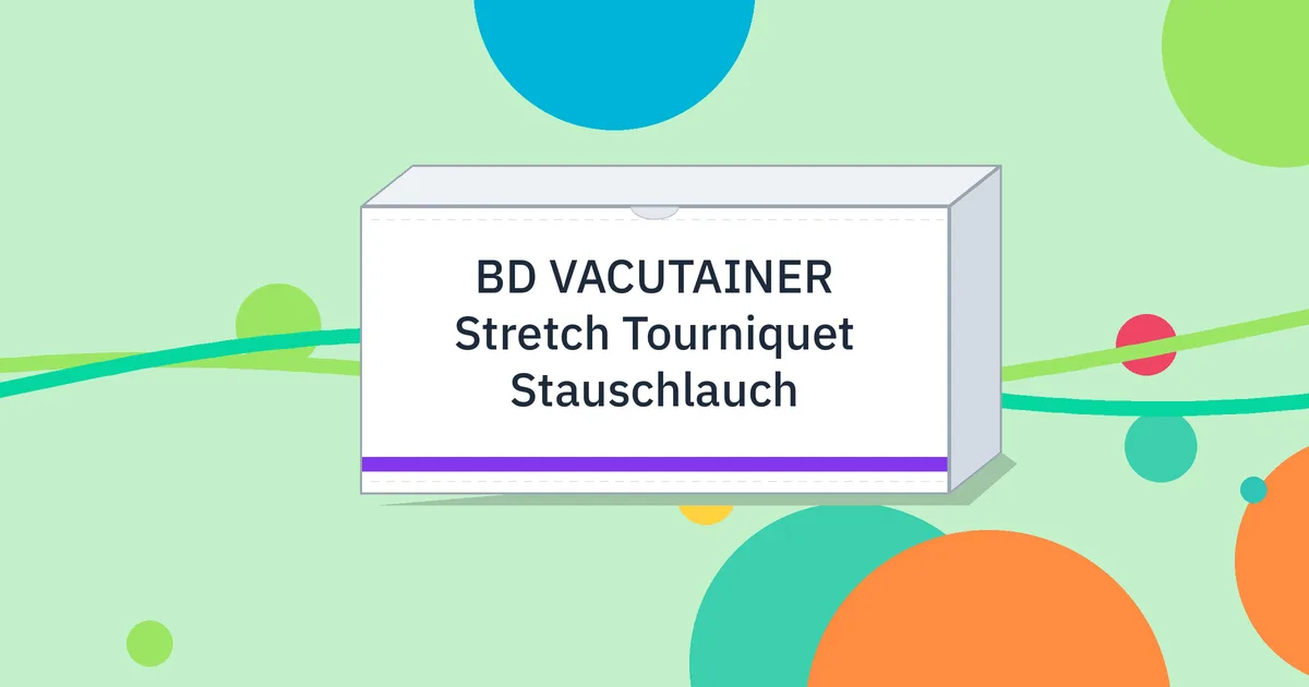 Symbolbild: Packung mit der Aufschrift BD VACUTAINER Stretch Tourniquet Stauschlauch (PZN 18321779) – Verfügbarkeit und Bezug in Apotheken in Frankfurt am Main