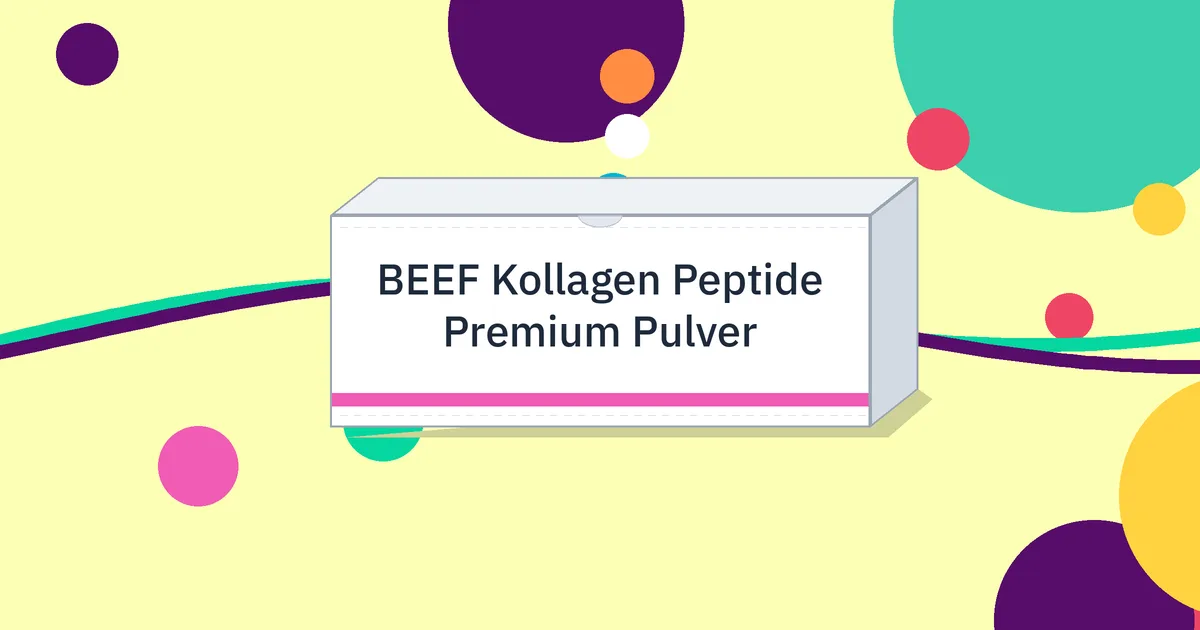 Symbolbild: Packung mit der Aufschrift BEEF Kollagen Peptide Premium Pulver (PZN 19666954) – Verfügbarkeit und Bezug in Apotheken in Frankfurt am Main