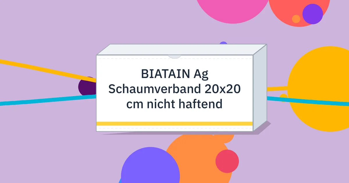 Symbolbild: Packung mit der Aufschrift BIATAIN Ag Schaumverband 20x20 cm nicht haftend (PZN 10837963) – Verfügbarkeit und Bezug in Apotheken in Frankfurt am Main