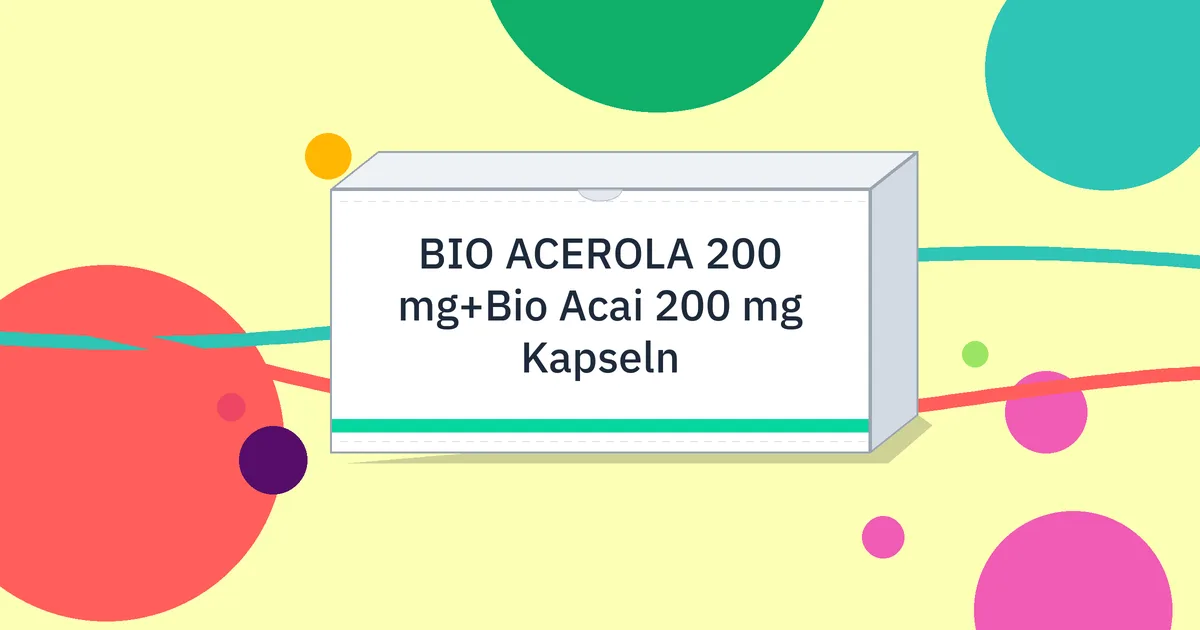 Symbolbild: Packung mit der Aufschrift BIO ACEROLA 200 mg+Bio Acai 200 mg Kapseln (PZN 10007316) – Verfügbarkeit und Bezug in Apotheken in Frankfurt am Main