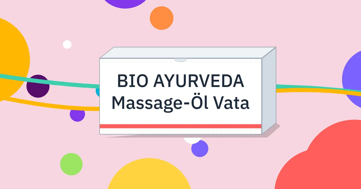 Symbolbild: Packung mit der Aufschrift BIO AYURVEDA Massage-Öl Vata (PZN 05549222) – Verfügbarkeit und Bezug in Apotheken in Frankfurt am Main