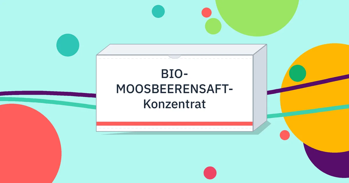 Symbolbild: Packung mit der Aufschrift BIO-MOOSBEERENSAFT-Konzentrat (PZN 11861811) – Verfügbarkeit und Bezug in Apotheken in Frankfurt am Main