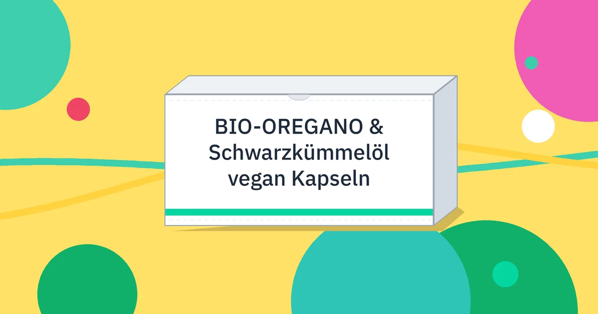 Symbolbild: Packung mit der Aufschrift BIO-OREGANO & Schwarzkümmelöl vegan Kapseln (PZN 20391439) – Verfügbarkeit und Bezug in Apotheken in Frankfurt am Main