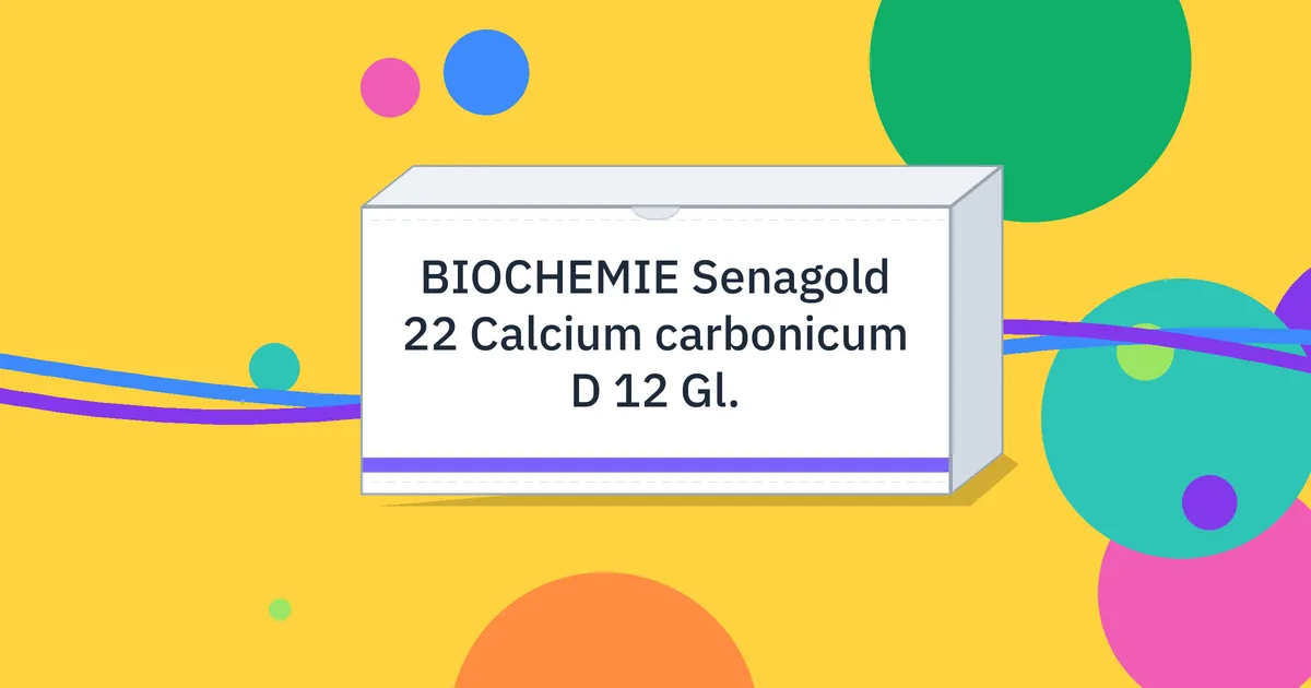 Symbolbild: Packung mit der Aufschrift BIOCHEMIE Senagold 22 Calcium carbonicum D 12 Gl. (PZN 09215050) – Verfügbarkeit und Bezug in Apotheken in Frankfurt am Main