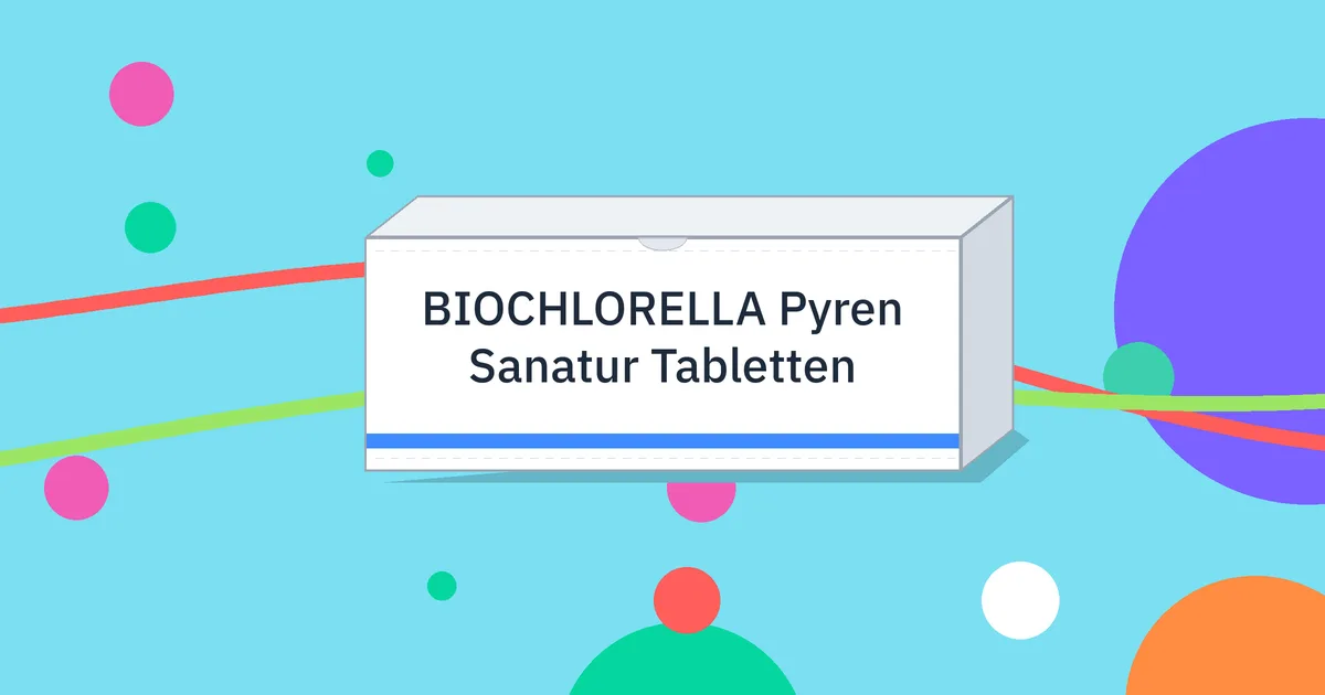 Symbolbild: Packung mit der Aufschrift BIOCHLORELLA Pyren Sanatur Tabletten (PZN 07366483) – Verfügbarkeit und Bezug in Apotheken in Frankfurt am Main