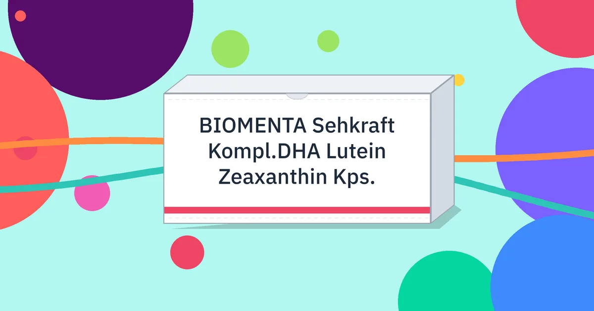 Symbolbild: Packung mit der Aufschrift BIOMENTA Sehkraft Kompl.DHA Lutein Zeaxanthin Kps. (PZN 17467848) – Verfügbarkeit und Bezug in Apotheken in Frankfurt am Main