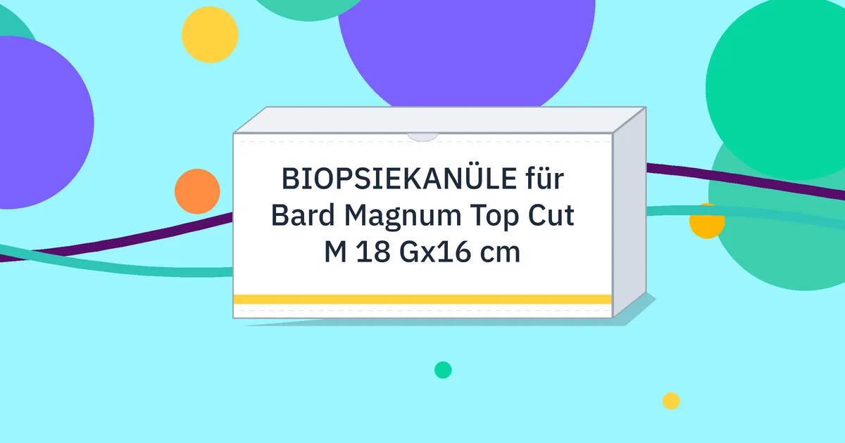 Symbolbild: Packung mit der Aufschrift BIOPSIEKANÜLE für Bard Magnum Top Cut M 18 Gx16 cm (PZN 06124252) – Verfügbarkeit und Bezug in Apotheken in Frankfurt am Main