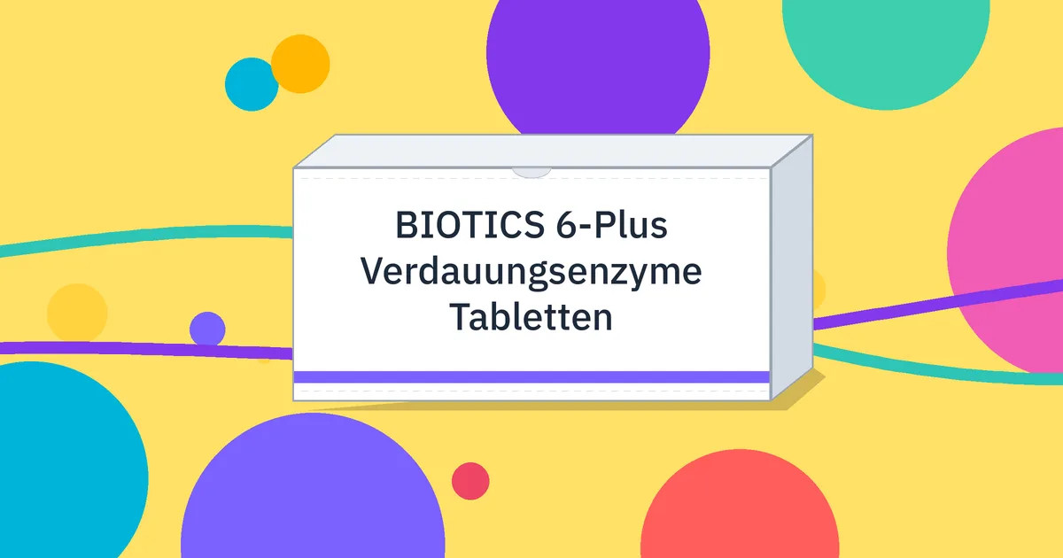 Symbolbild: Packung mit der Aufschrift BIOTICS 6-Plus Verdauungsenzyme Tabletten (PZN 16827227) – Verfügbarkeit und Bezug in Apotheken in Frankfurt am Main