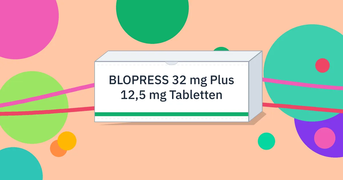 Symbolbild: Packung mit der Aufschrift BLOPRESS 32 mg Plus 12,5 mg Tabletten (PZN 09294977) – Verfügbarkeit und Bezug in Apotheken in Frankfurt am Main