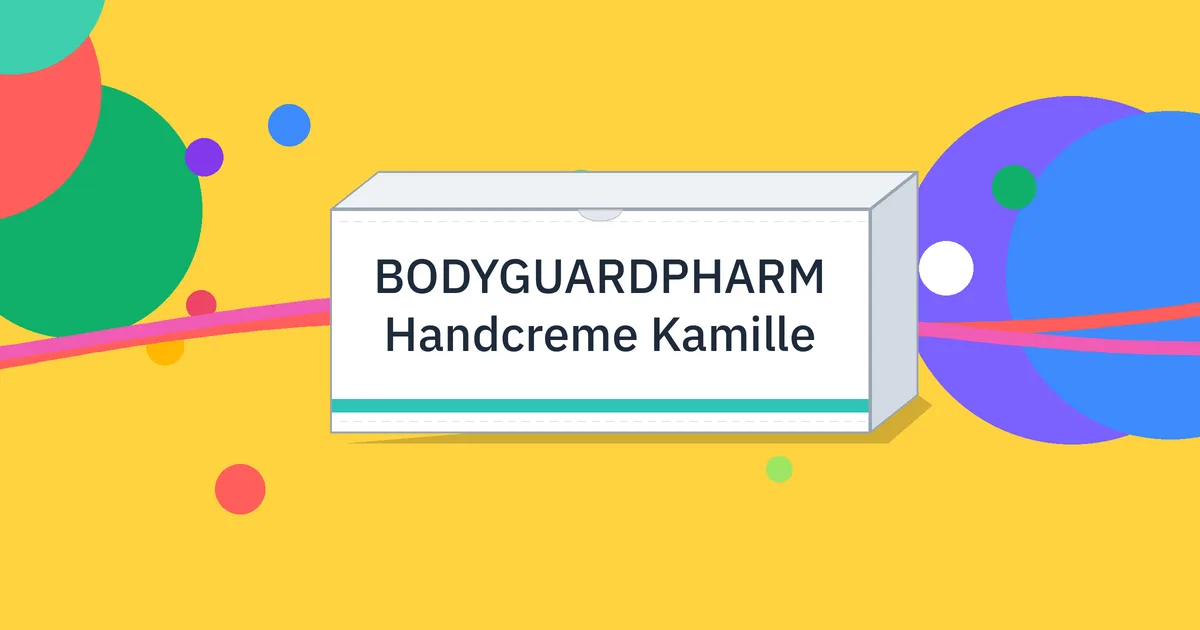Symbolbild: Packung mit der Aufschrift BODYGUARDPHARM Handcreme Kamille (PZN 17166319) – Verfügbarkeit und Bezug in Apotheken in Frankfurt am Main