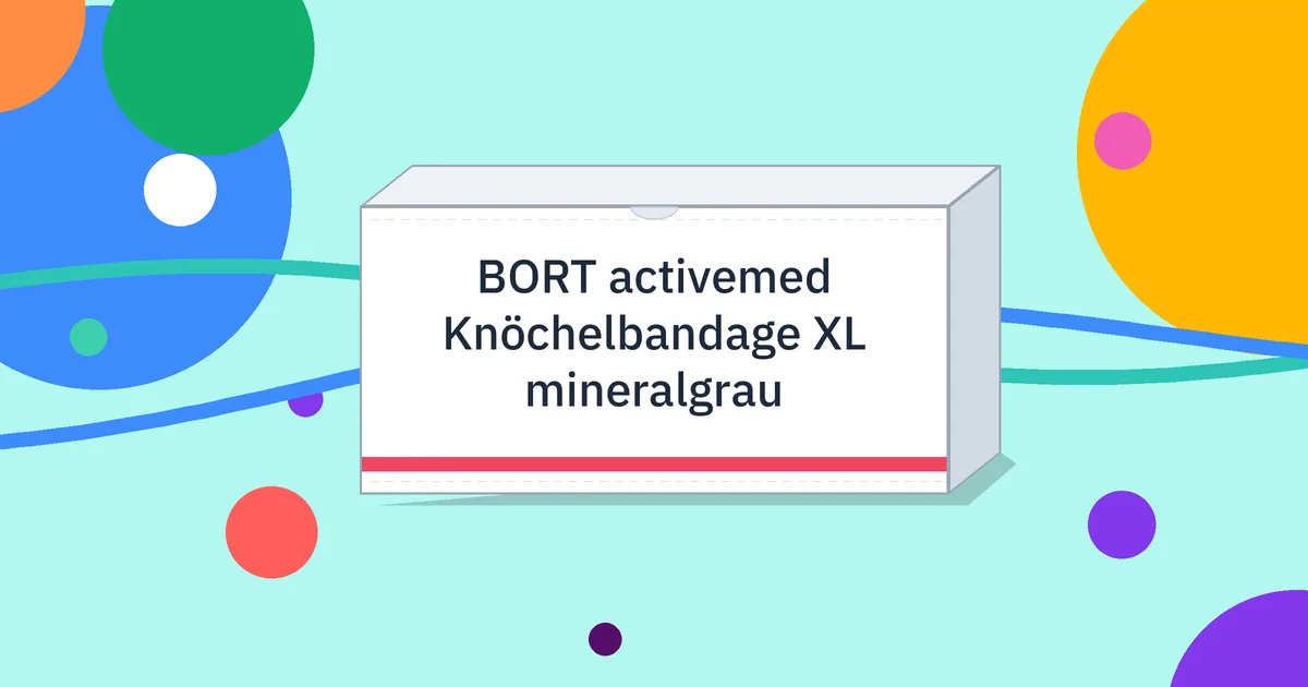 Symbolbild: Packung mit der Aufschrift BORT activemed Knöchelbandage XL mineralgrau (PZN 15256449) – Verfügbarkeit und Bezug in Apotheken in Frankfurt am Main