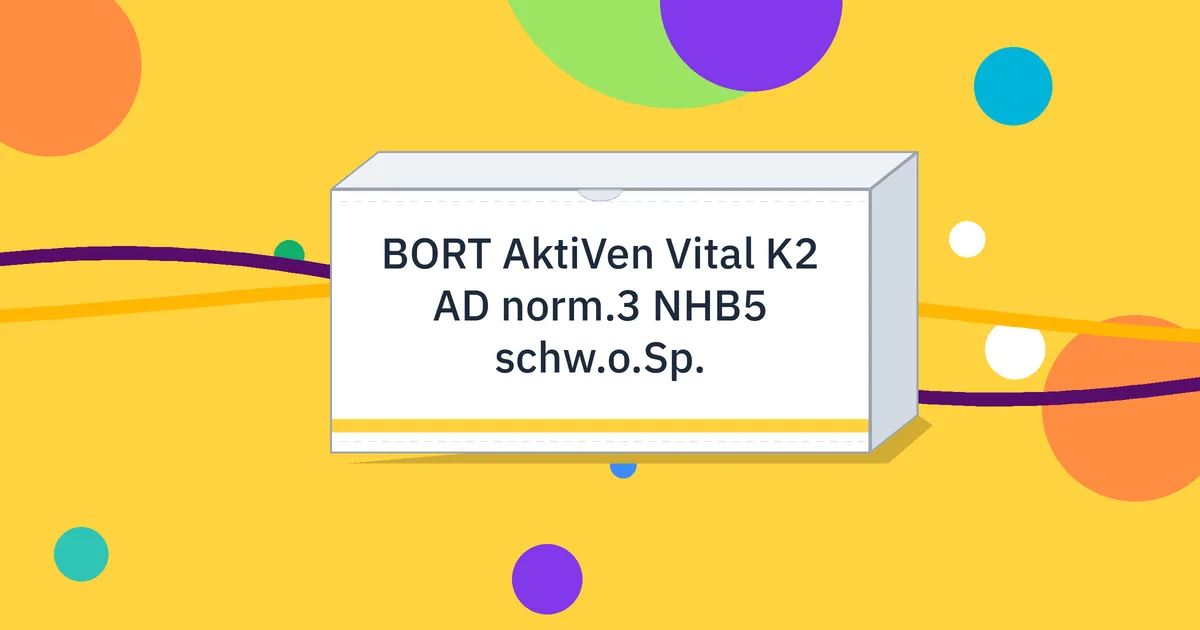 Symbolbild: Packung mit der Aufschrift BORT AktiVen Vital K2 AD norm.3 NHB5 schw.o.Sp. (PZN 17493107) – Verfügbarkeit und Bezug in Apotheken in Frankfurt am Main
