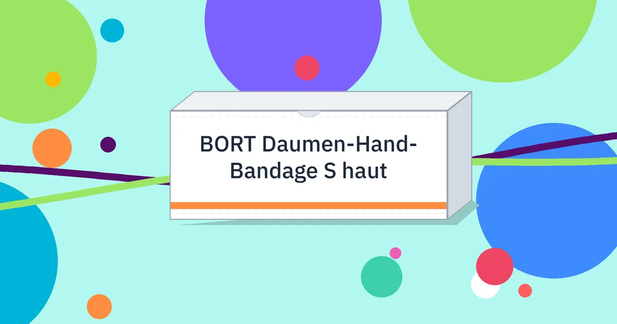 Symbolbild: Packung mit der Aufschrift BORT Daumen-Hand-Bandage S haut (PZN 02406605) – Verfügbarkeit und Bezug in Apotheken in Frankfurt am Main