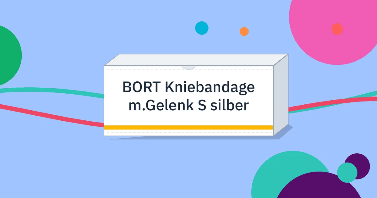 Symbolbild: Packung mit der Aufschrift BORT Kniebandage m.Gelenk S silber (PZN 04384173) – Verfügbarkeit und Bezug in Apotheken in Frankfurt am Main