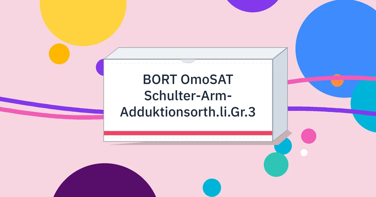 Symbolbild: Packung mit der Aufschrift BORT OmoSAT Schulter-Arm-Adduktionsorth.li.Gr.3 (PZN 20105215) – Verfügbarkeit und Bezug in Apotheken in Frankfurt am Main