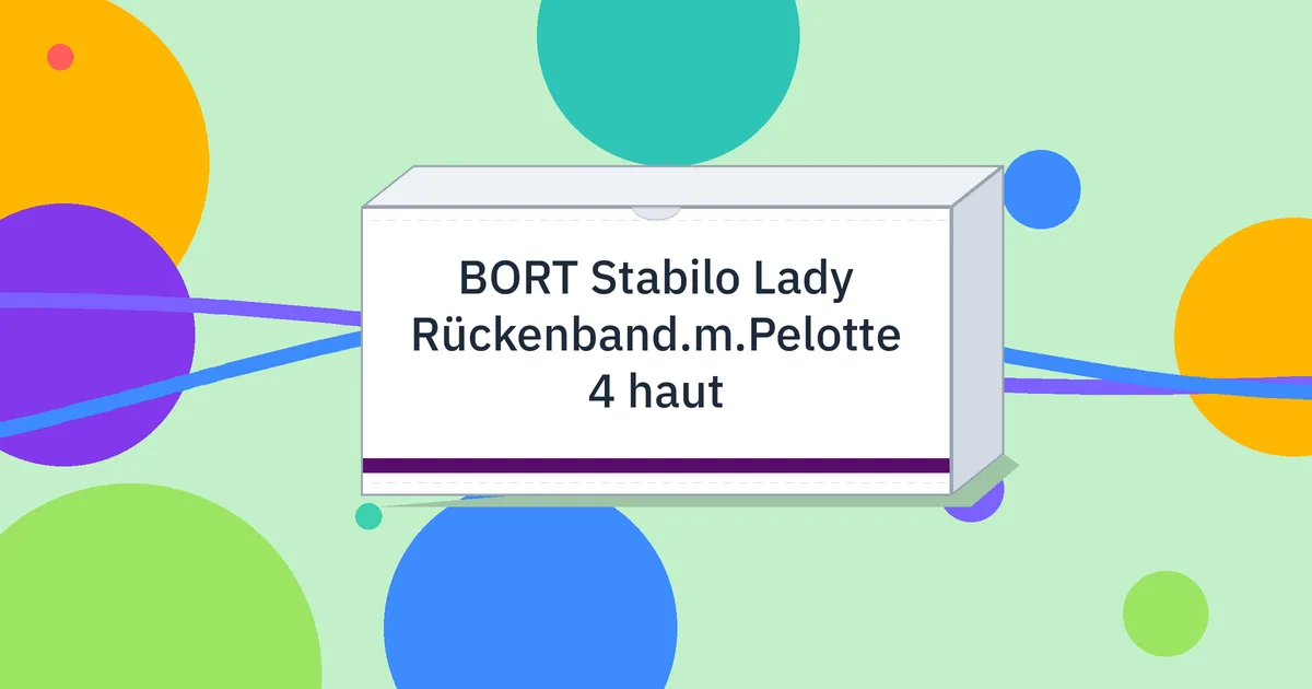Symbolbild: Packung mit der Aufschrift BORT Stabilo Lady Rückenband.m.Pelotte 4 haut (PZN 07672760) – Verfügbarkeit und Bezug in Apotheken in Frankfurt am Main