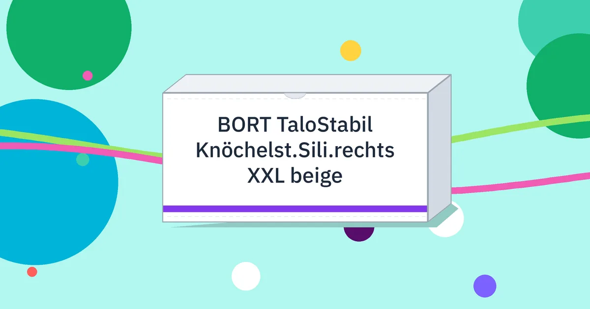 Symbolbild: Packung mit der Aufschrift BORT TaloStabil Knöchelst.Sili.rechts XXL beige (PZN 17842803) – Verfügbarkeit und Bezug in Apotheken in Frankfurt am Main