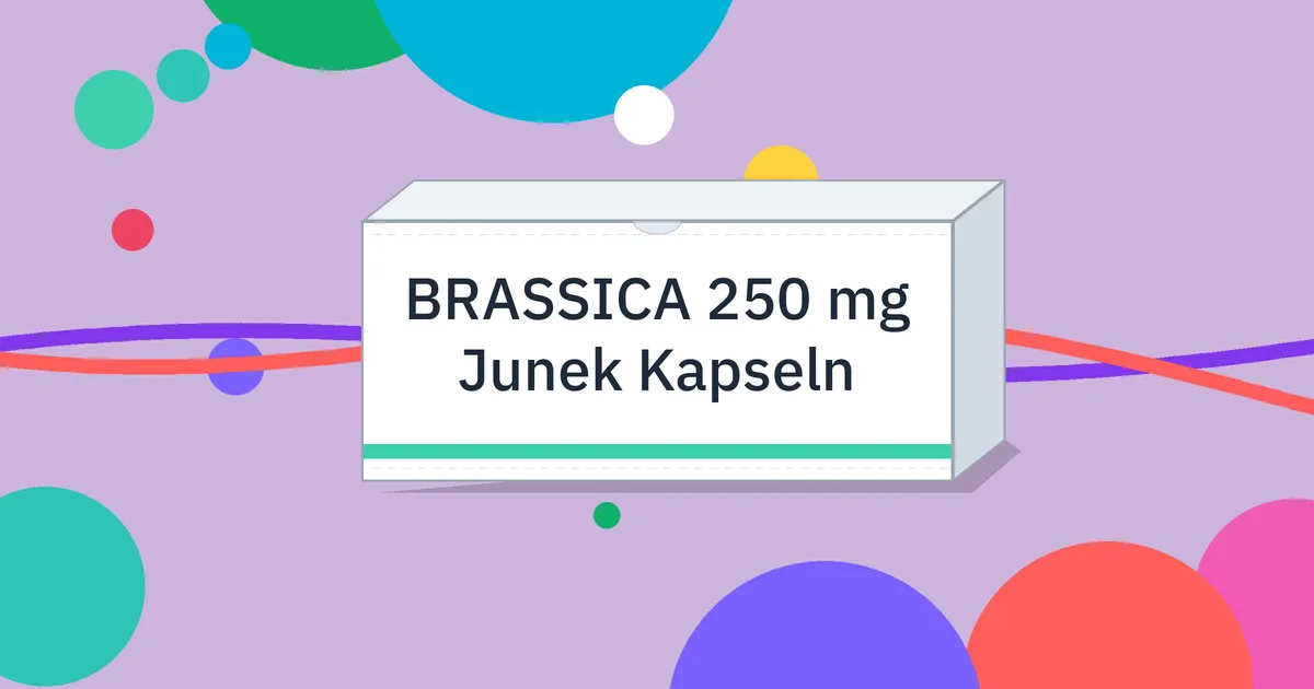 Symbolbild: Packung mit der Aufschrift BRASSICA 250 mg Junek Kapseln (PZN 01105853) – Verfügbarkeit und Bezug in Apotheken in Frankfurt am Main