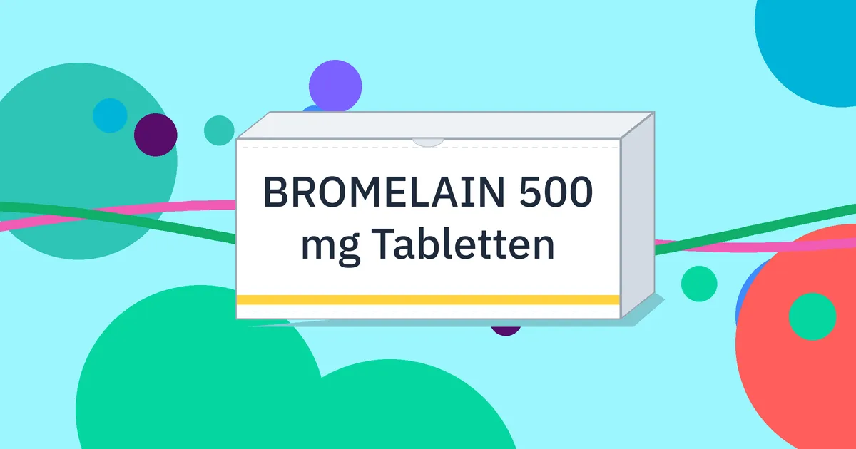 Symbolbild: Packung mit der Aufschrift BROMELAIN 500 mg Tabletten (PZN 02177843) – Verfügbarkeit und Bezug in Apotheken in Frankfurt am Main
